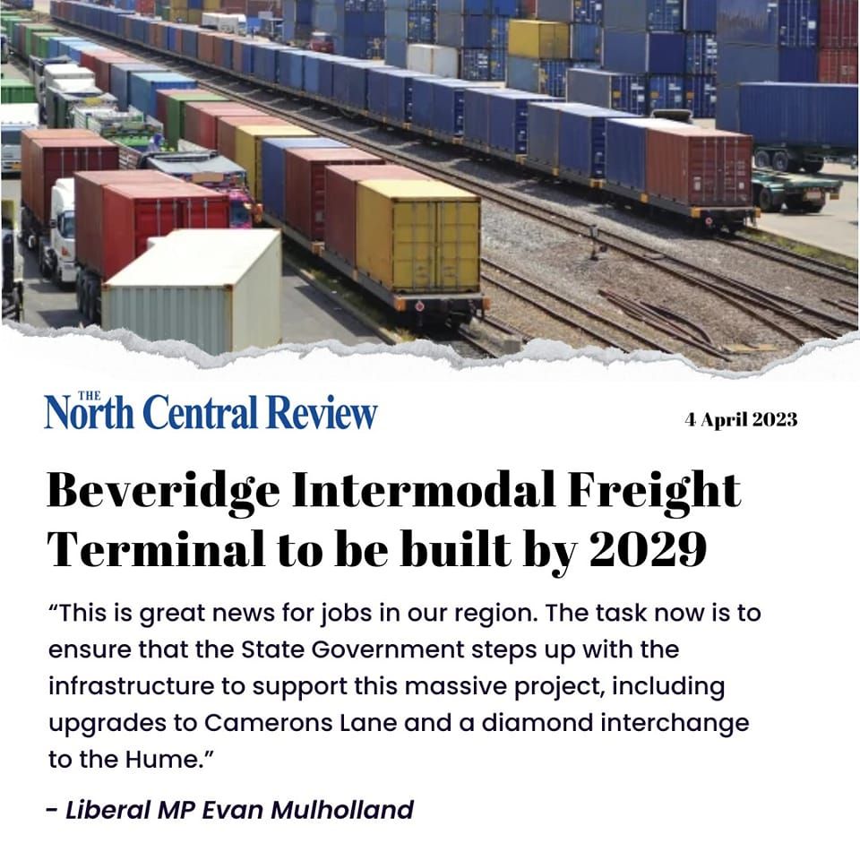 Beveridge Intermodal Freight Terminal to be built by 2029